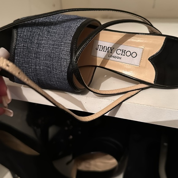 Jimmy Choo | Shoes | Authentic Jimmy Choo Denim Front Open Toe Lace Up ...